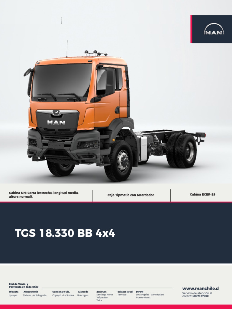 MAN TGS 18.330 BB 4x4 Especificaciones | PDF | Eje | Tracción en las ...