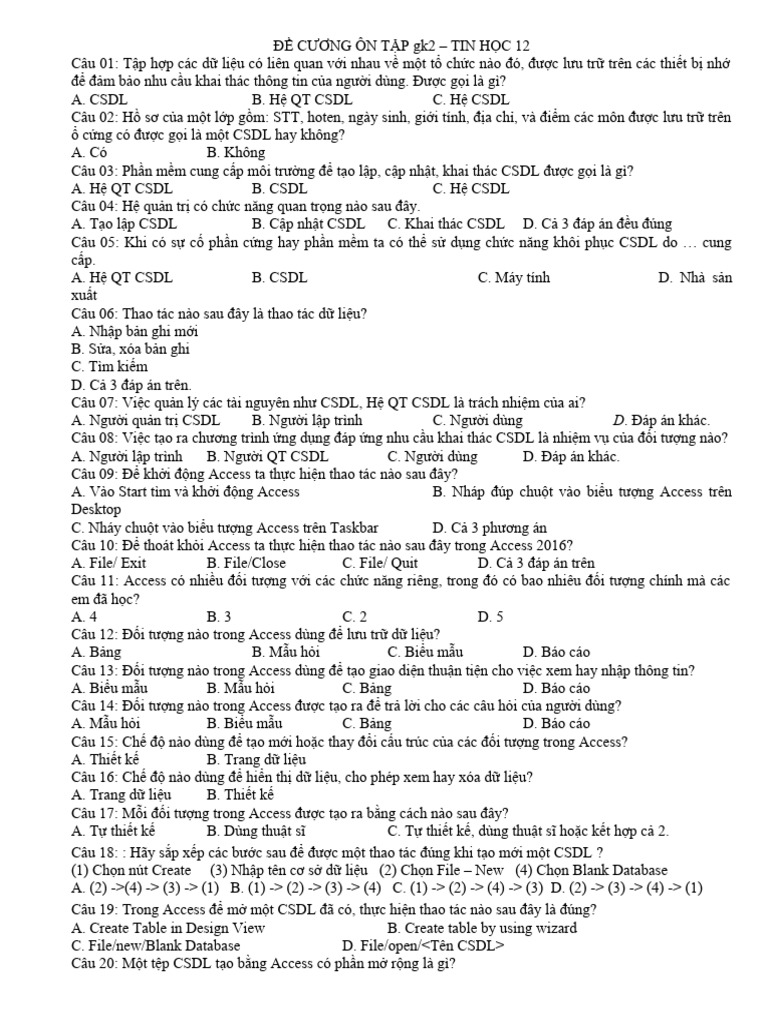 De Cuong Giua Ki Tin 12 | PDF