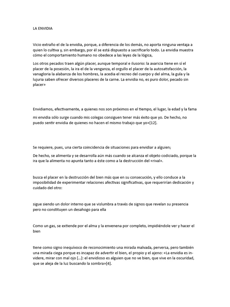 La Envidia: Dolor y Reflexión | PDF | Envidia | Placer