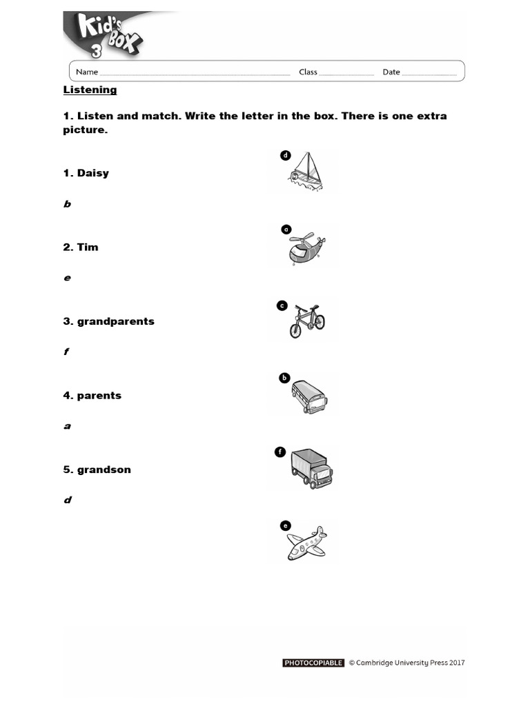 Kids Box 1 Listening and Writing Exercises | PDF | Language Arts ...