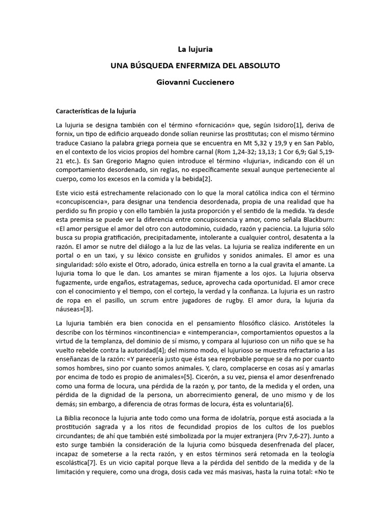 La Lujuria: Vicio y Consecuencias | PDF | Amor | Lujuria