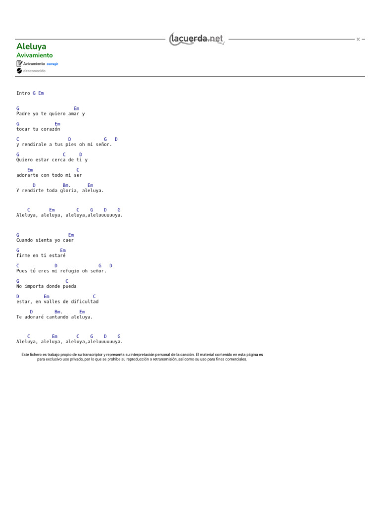 ALELUYA, Avivamiento: Acordes | PDF