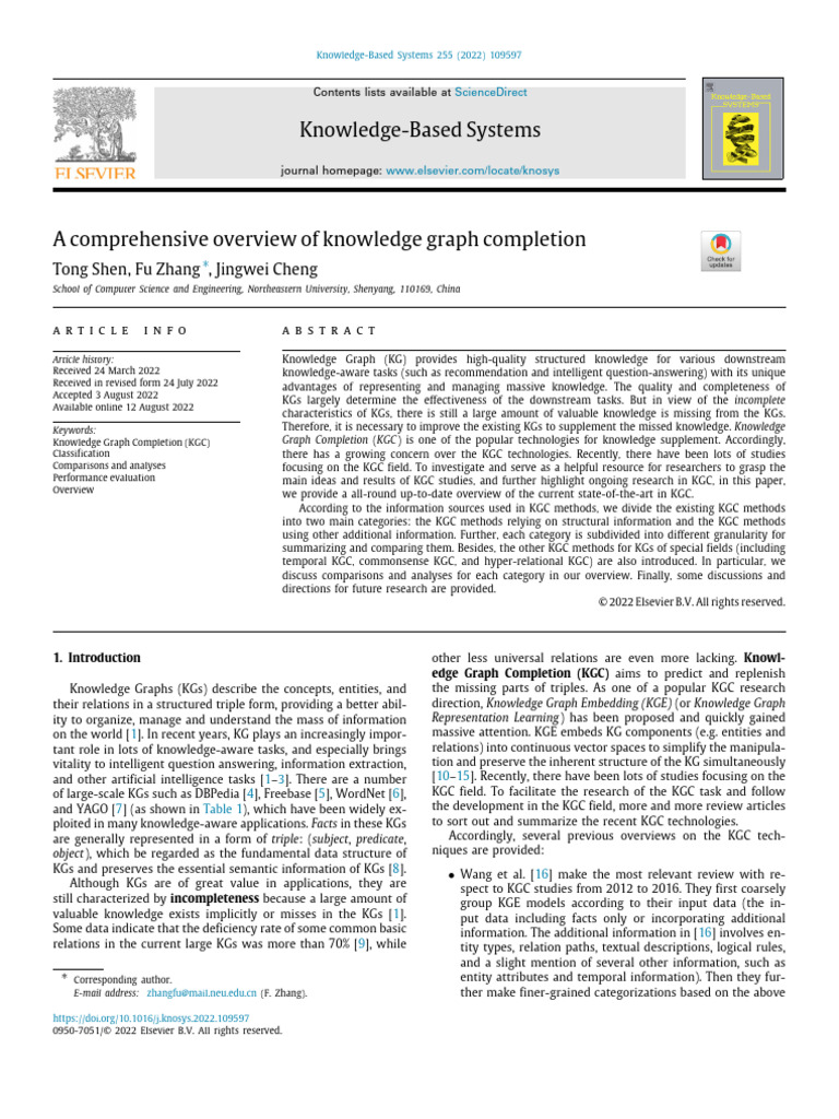 A Comprehensive Overview of Knowledge Graph Completion | PDF ...