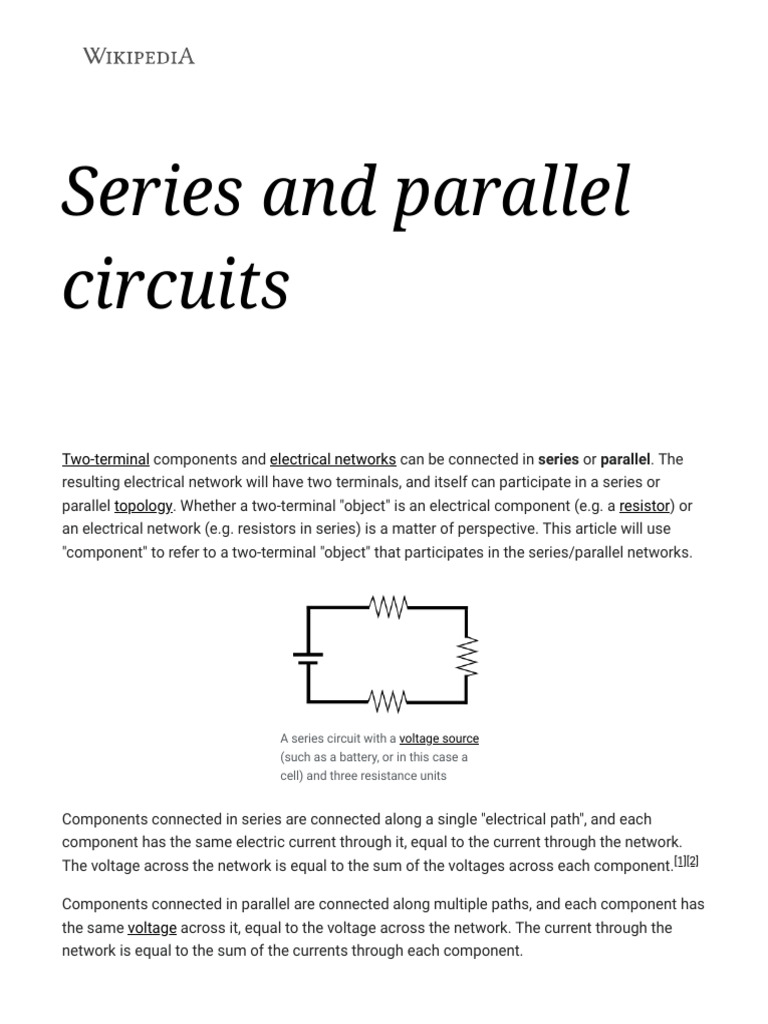 Series and Parallel Circuits - Wikipedia | PDF | Series And Parallel ...