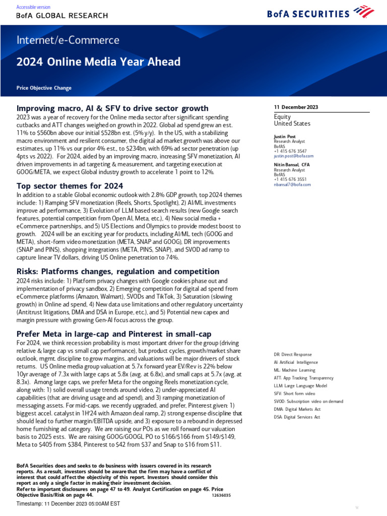 BANK OF AMERICA - Online Media Year Ahead 2024 | PDF | Advertising | E ...