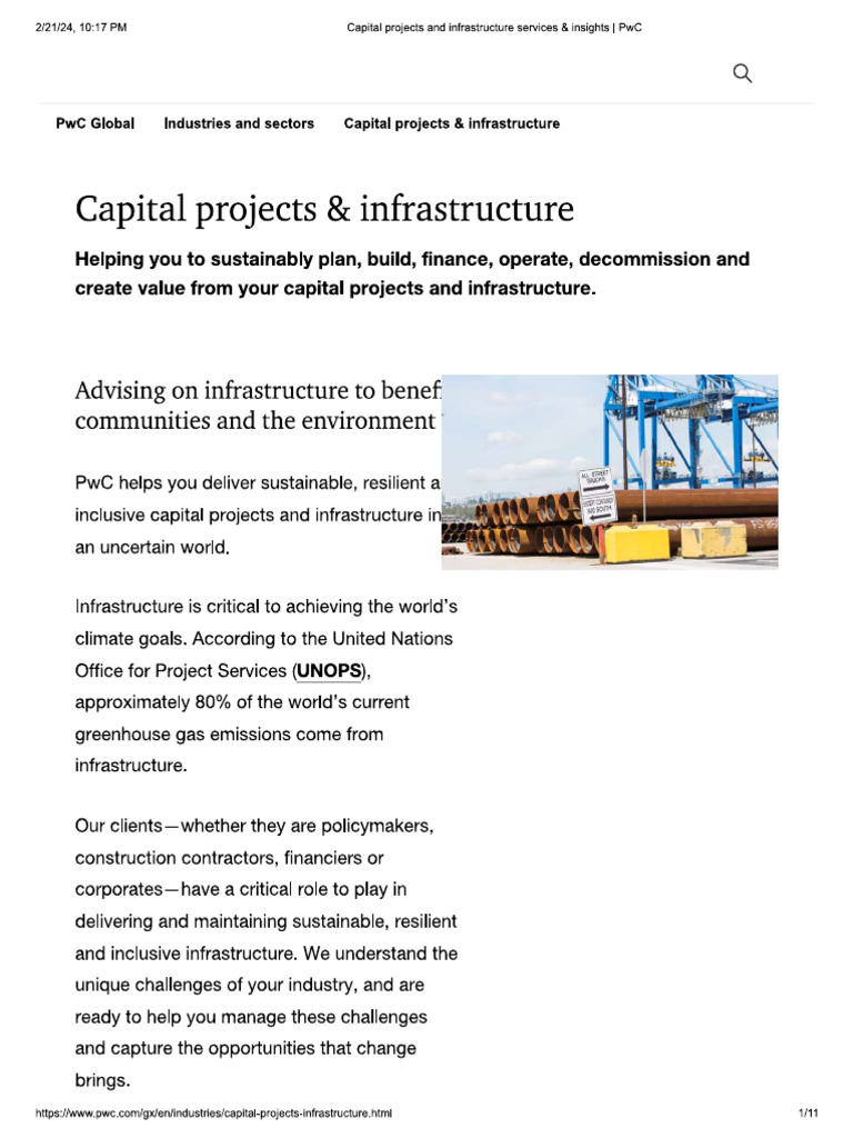Capital Projects and Infrastructure Services & Insights - PWC | PDF