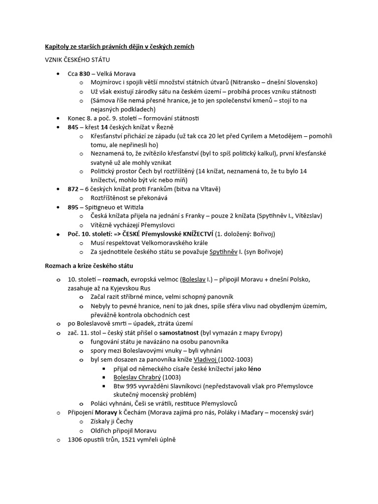 Kapitoly Z Dějin Českého Práva | PDF