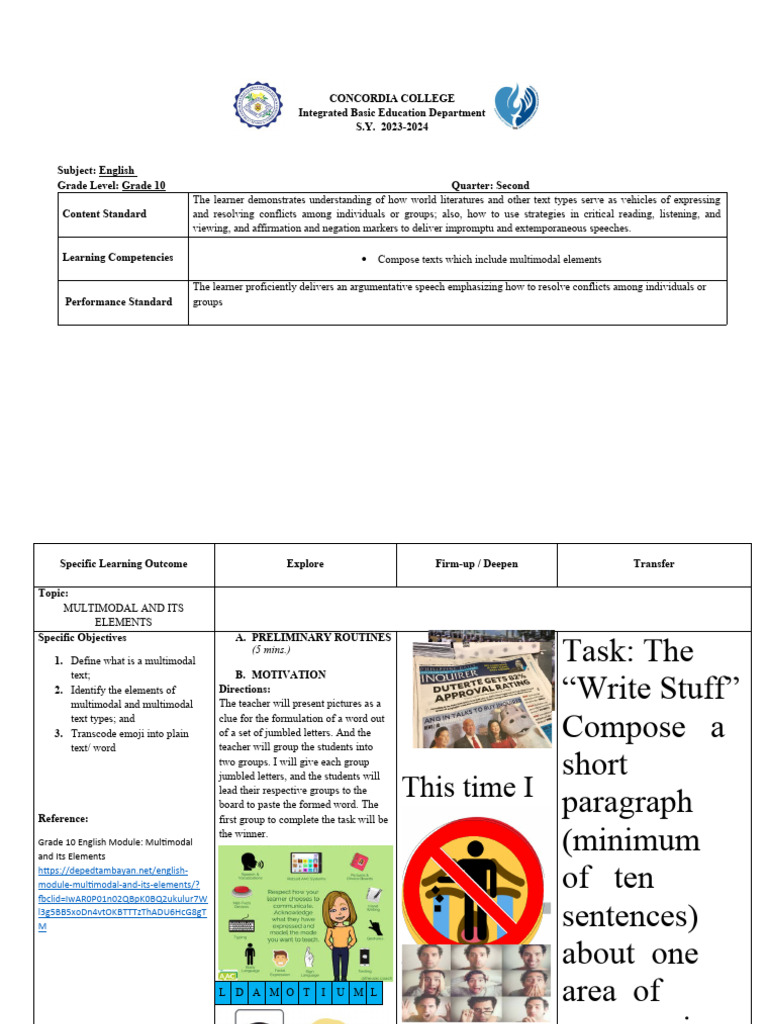 LP About Multimodal and Its Elements | PDF | Learning | Cognitive Psychology