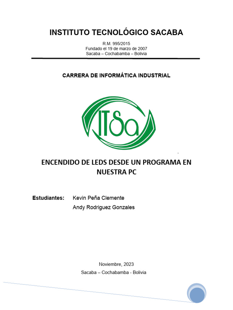 Informe Proyecto 1er Semestre | PDF | Diodo emisor de luz | Arduino