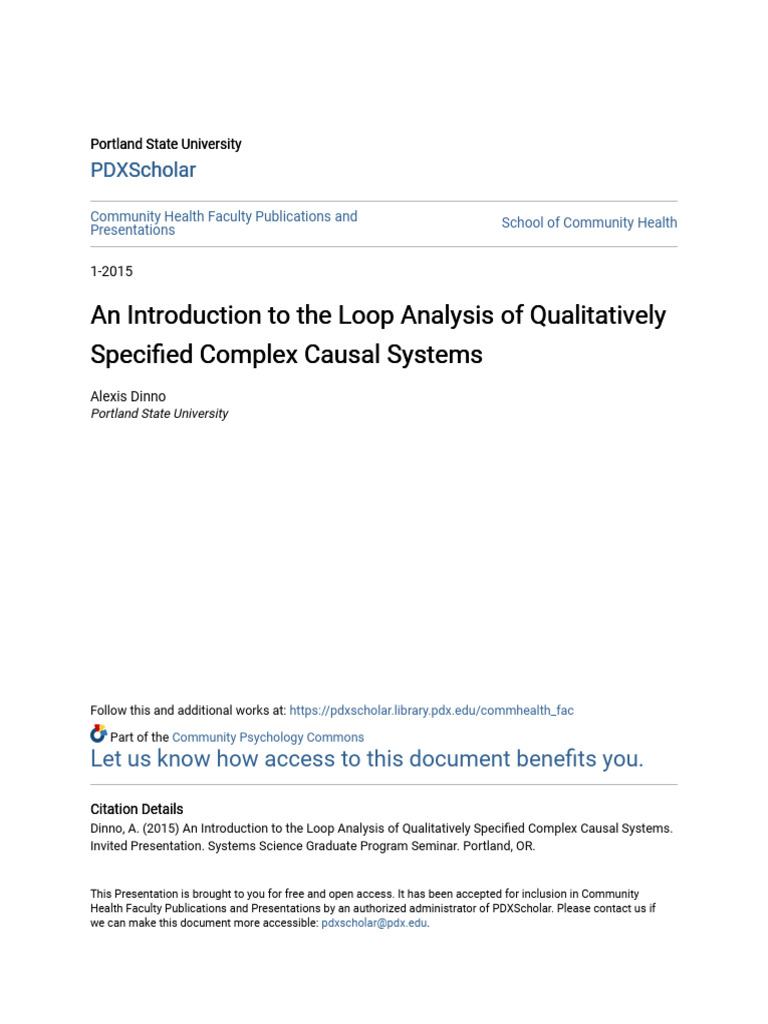 Loop Analysis of Complex Causal Systems | PDF | Causality | System