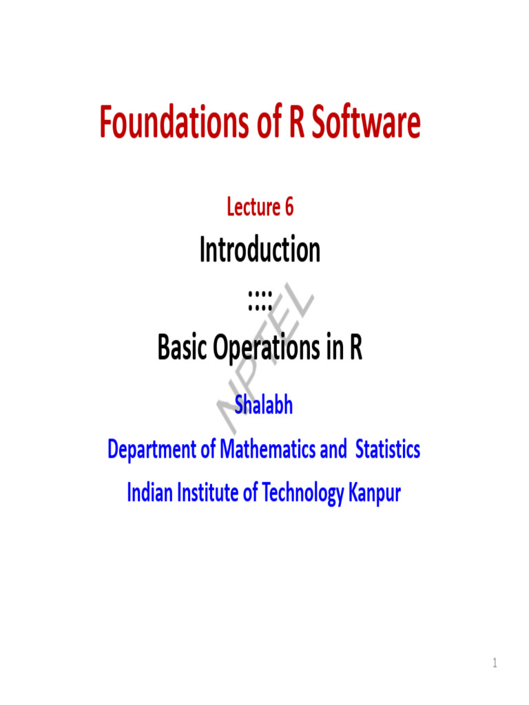 RCourse-Lecture6-Introduction-Basic Operations in R - Watermark | PDF ...