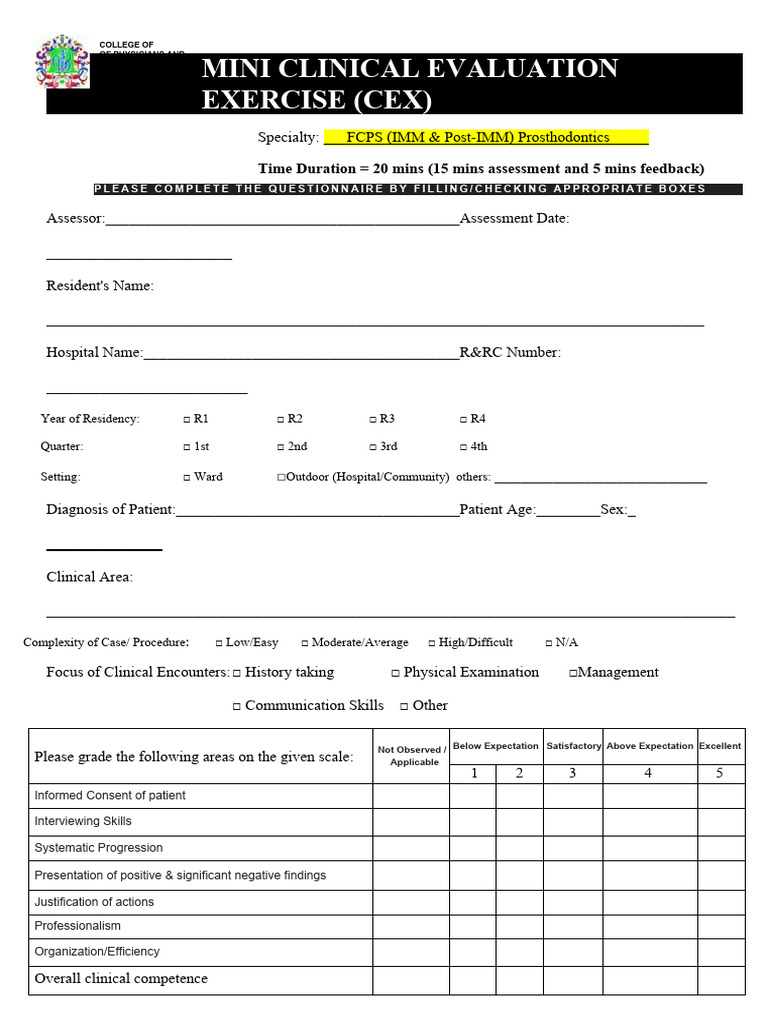 Mini CEX | PDF | Residency (Medicine) | Public Services