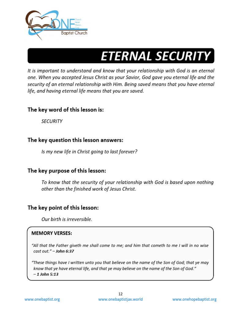 Eternal Security Explained | PDF | Eternal Life (Christianity ...