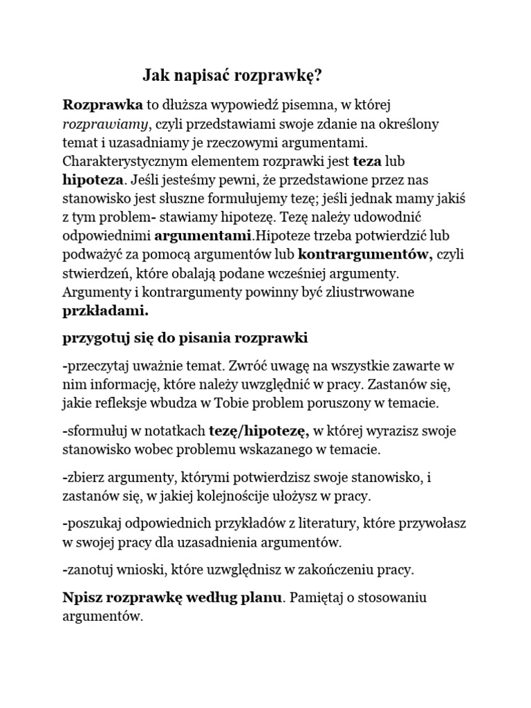 Jak Napisac Rozprawke | PDF