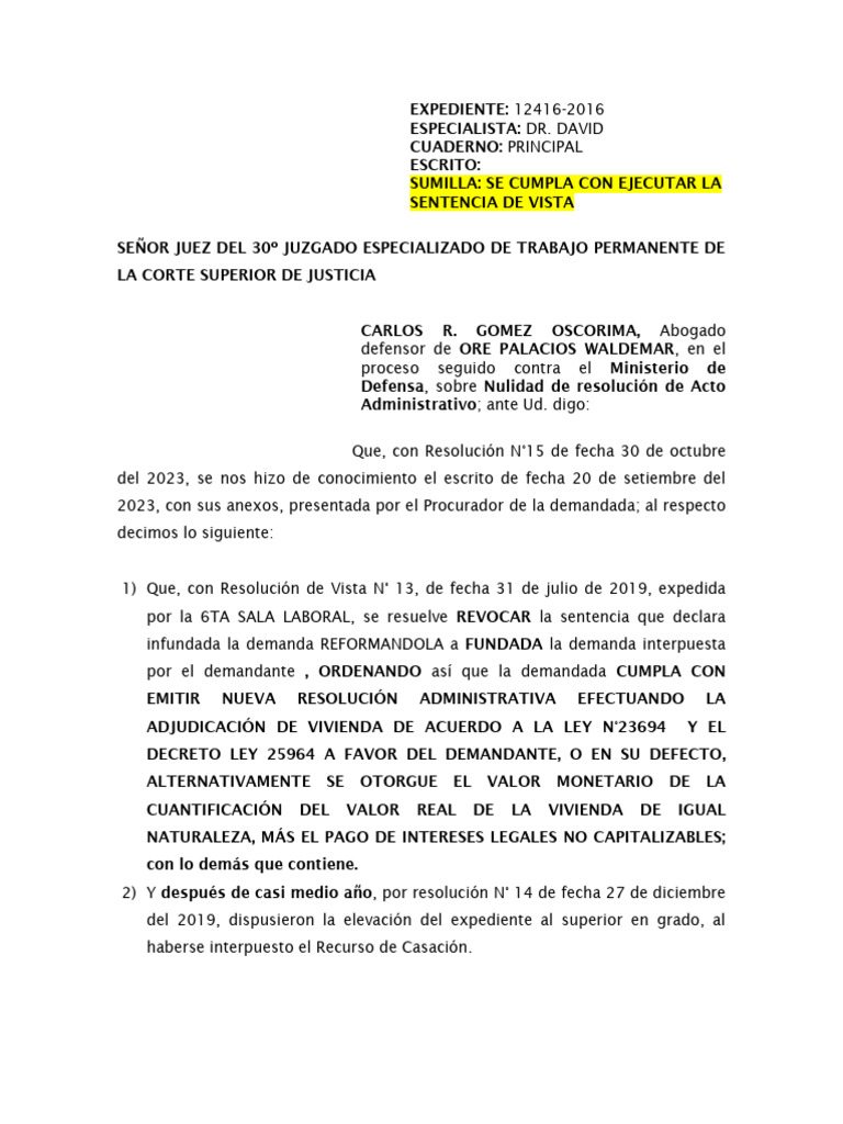 Cumplimiento de Sentencia Ministerio Defensa | PDF | Sentencia (ley) | Gobierno