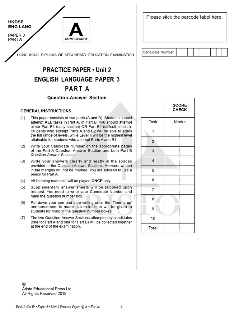 2018P3 5B U2 PracticePaper Answers | PDF
