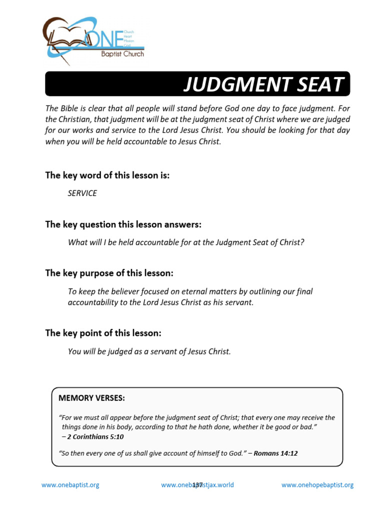 Lesson 17 Judgment Seat of Christ Conv | PDF | Jesus | Glory (Religion)