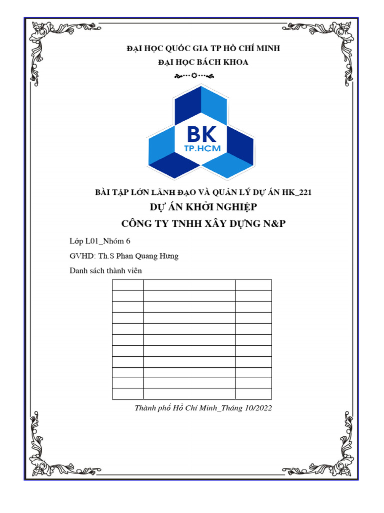 Báo Cáo BTL LĐ - Qlda Nhóm 6 | PDF