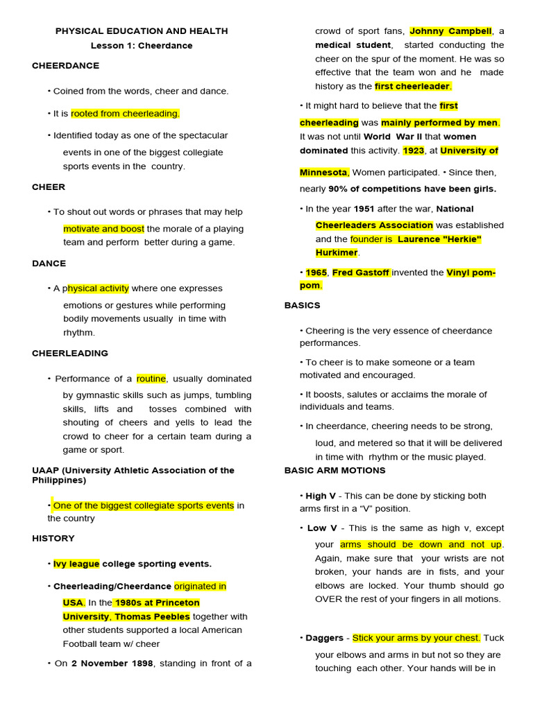 Cheerdance Basics and Safety Tips | PDF | Cheerleading | Hip Hop Music