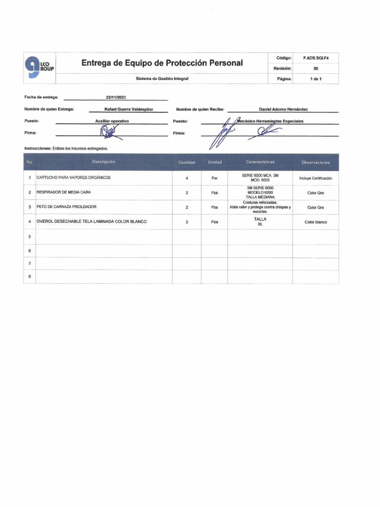 Entrega de EPP 22-11-23 | PDF