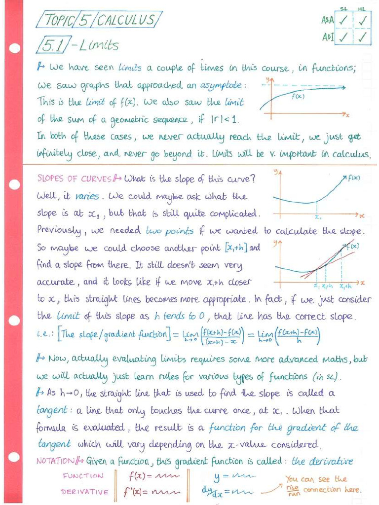 AI SL Topic 5 - Calculus | PDF
