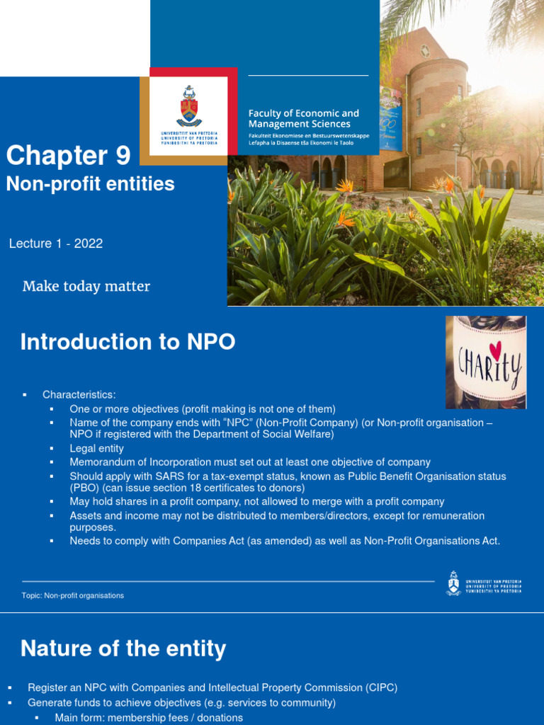 Chapter 9 Non-Profit Entities - Lecture 1 - Introduction and General ... Chapter 9 Non-Profit Entities - Lecture 1 - Introduction and General ...