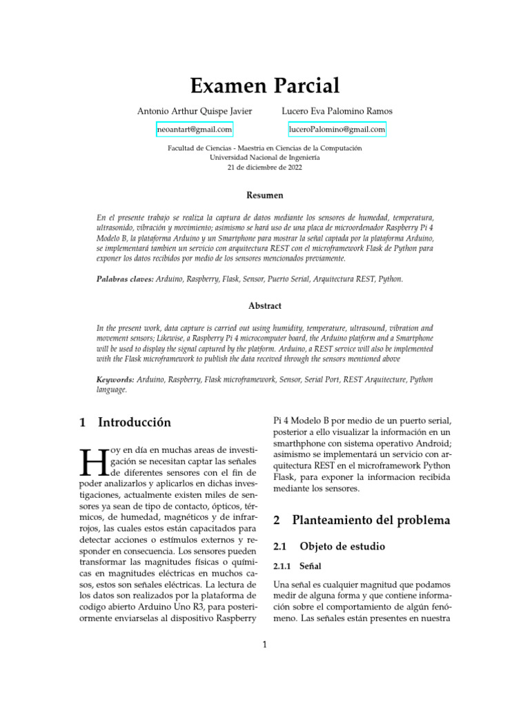 Examen Parcial | PDF | Sensor | Informática