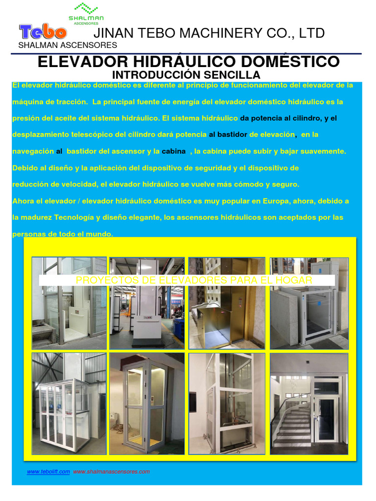 Ficha Elevador Home Hidráulico-Shalman | PDF | Ascensor | Bomba