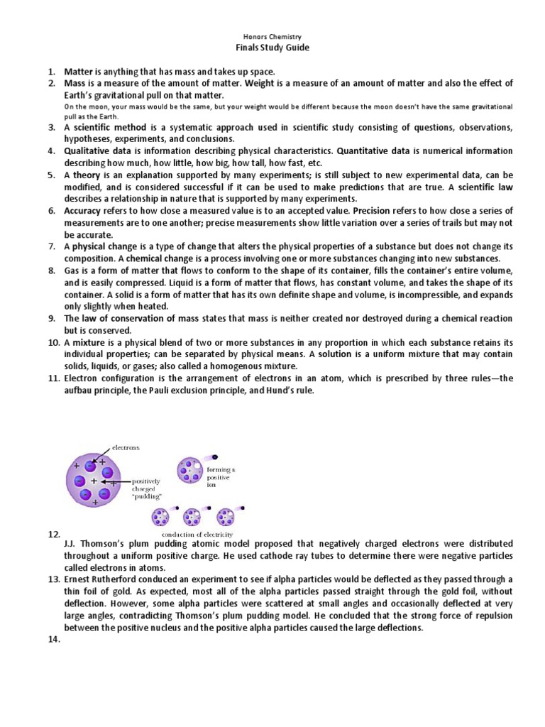 Chemistry Study Guide | PDF | Ion | Atoms