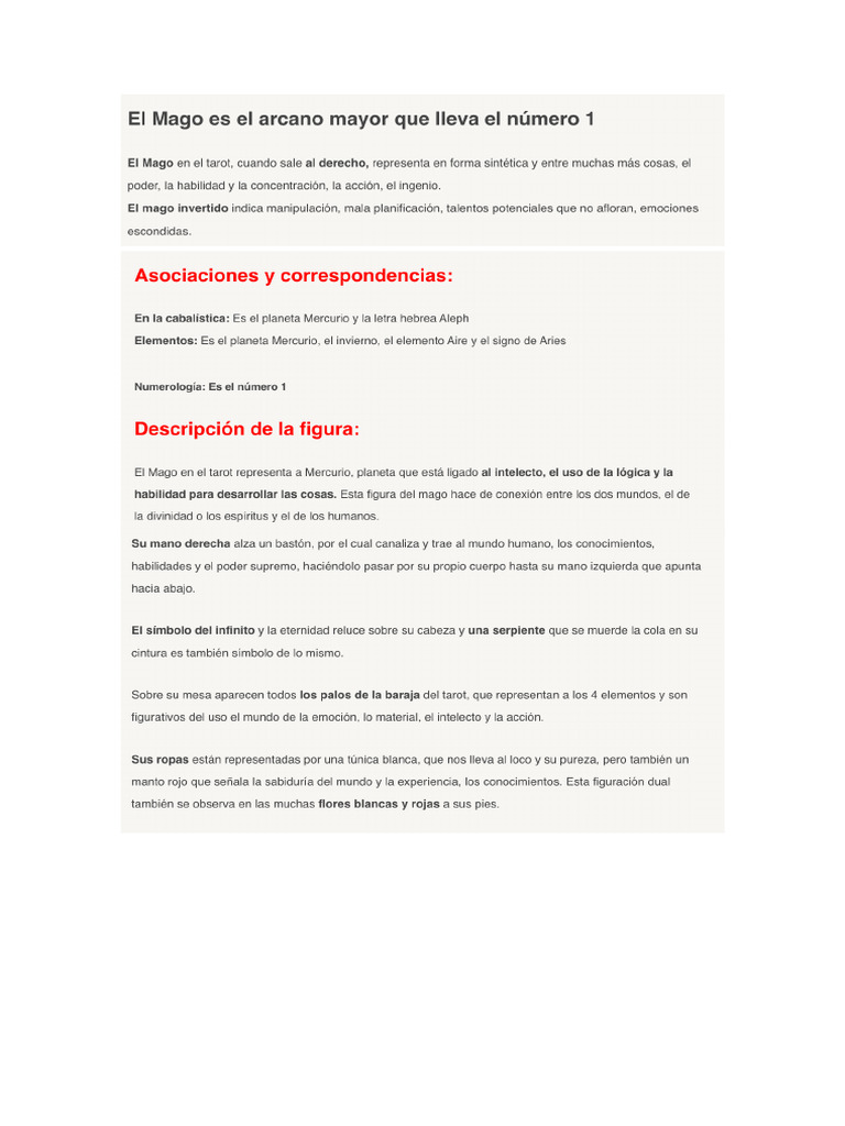 1.-El Mago - Arcano Mayor 1 | PDF