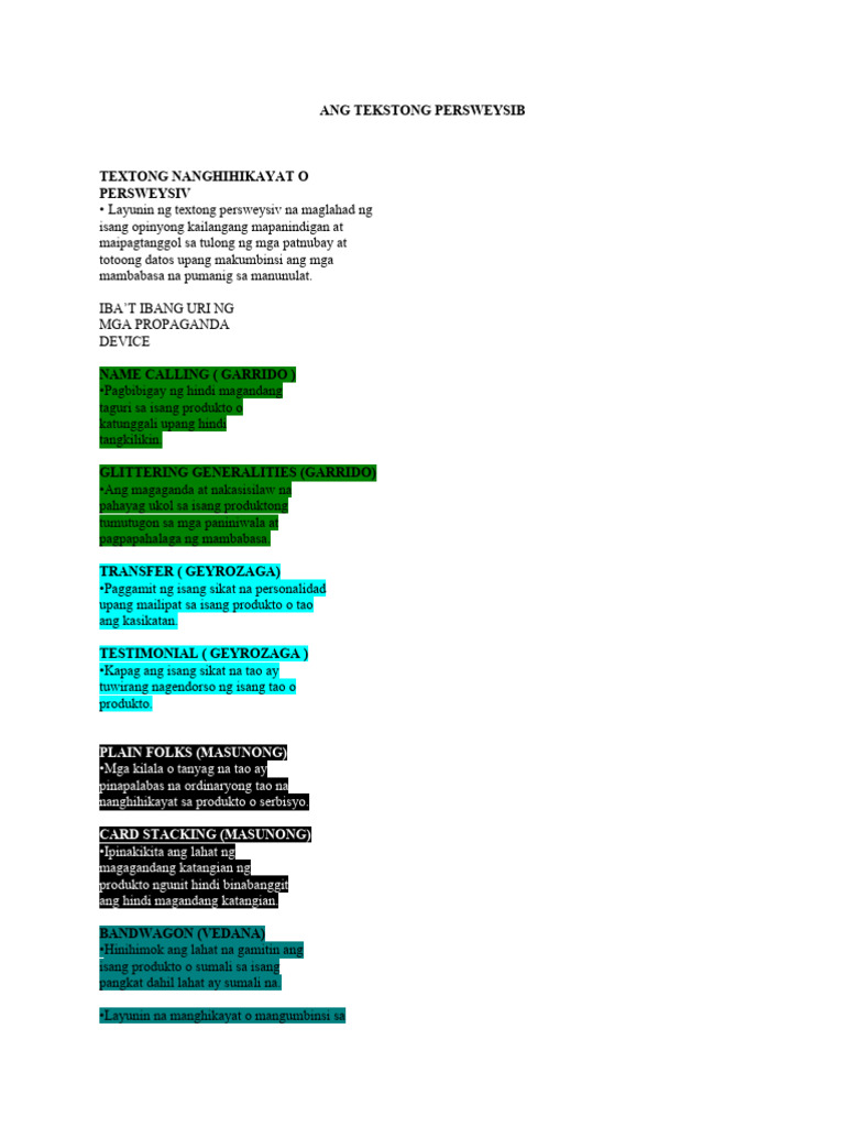 Ang Tekstong Persweysib | PDF