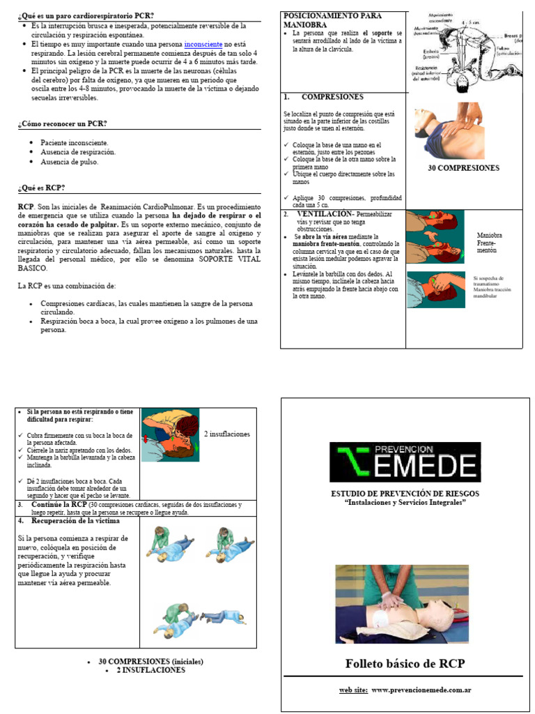 Triptico RCP | PDF | Reanimación cardiopulmonar | Enfermedades y trastornos humanos
