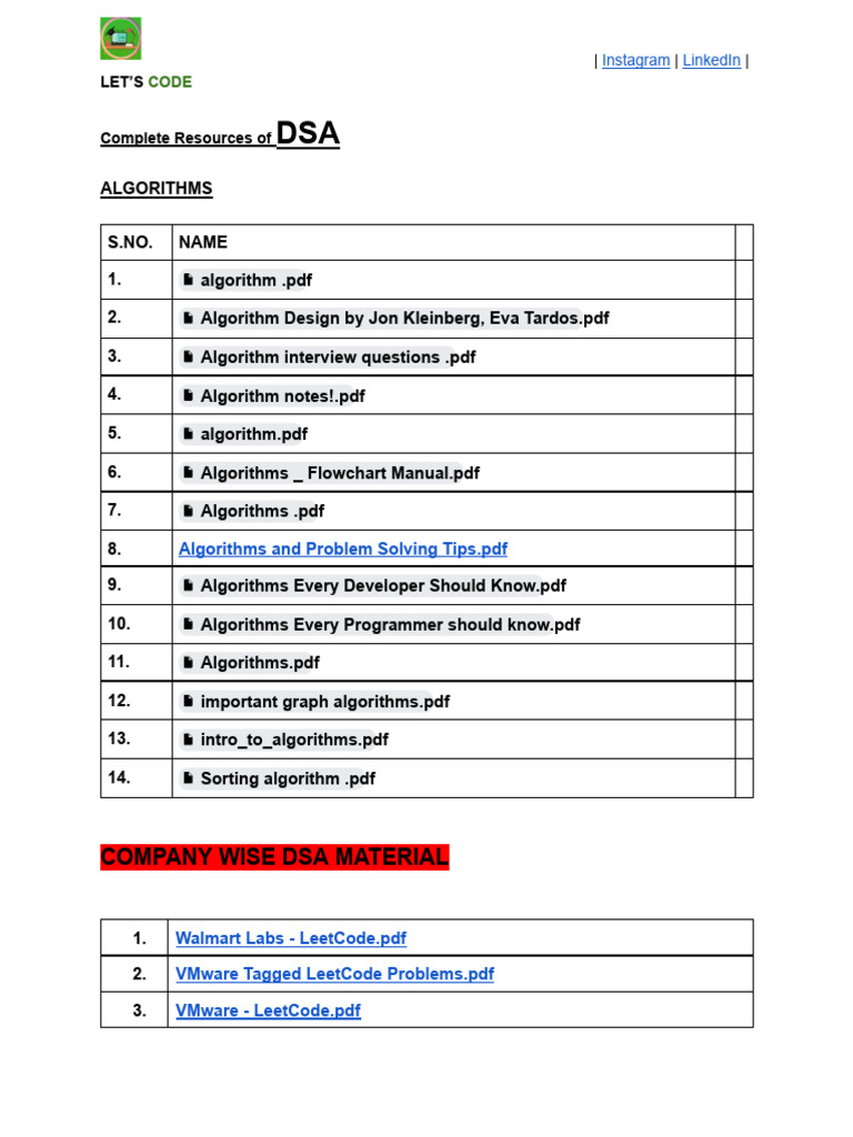 Complete Resources of DSA | PDF | Dynamic Programming | Time Complexity Complete Resources of DSA | PDF | Dynamic Programming | Time Complexity
