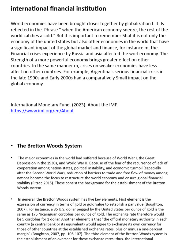 Handouts | PDF | Bretton Woods System | International Monetary Fund