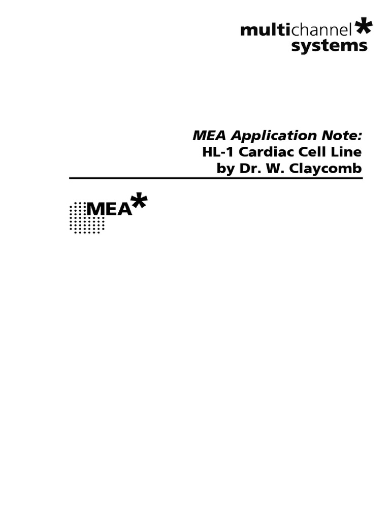 MEA-Application Note - HL-1 | PDF | Cardiac Muscle | Physiology