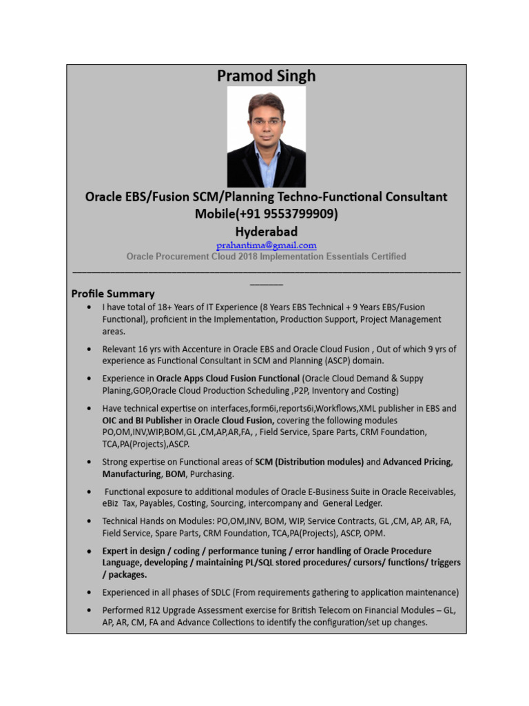 Resume - Pramod Singh | Download Free PDF | Databases | Oracle Corporation