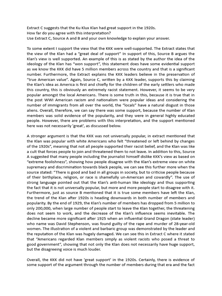 KKK Support in the 1920s: A Decline | PDF | Ku Klux Klan | Racism