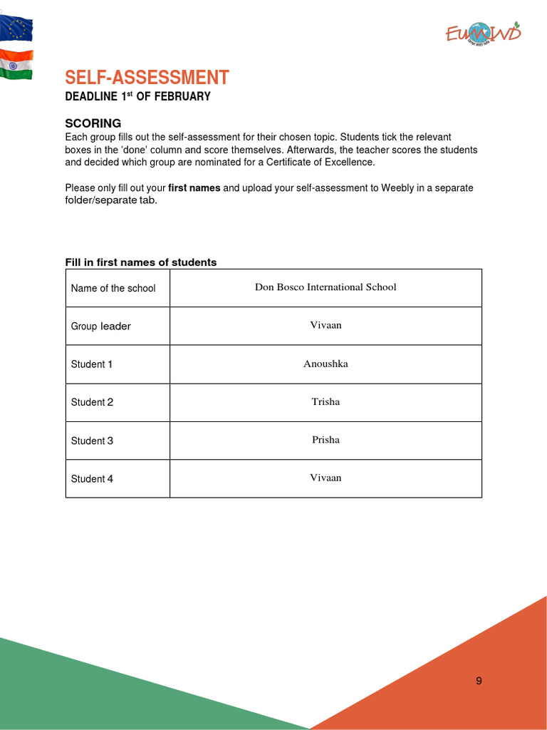Self Assessment Form - Final 2 | PDF | Communication | Cognition