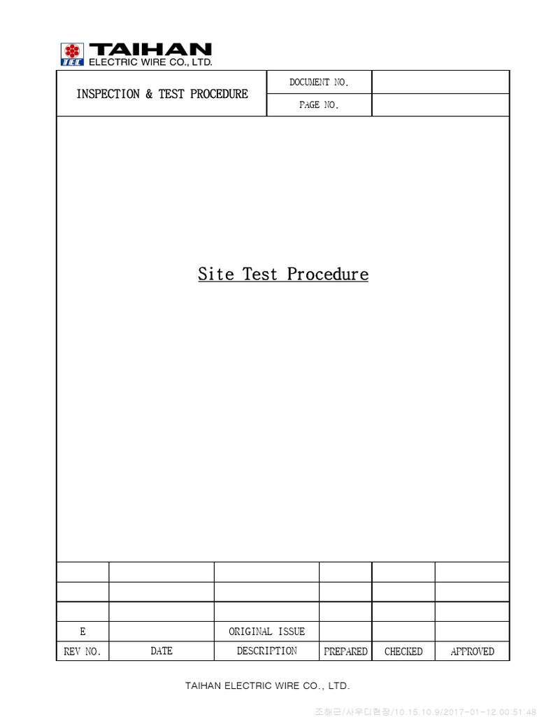 Taihan Cable Test Procdure | PDF | Direct Current | Insulator (Electricity)