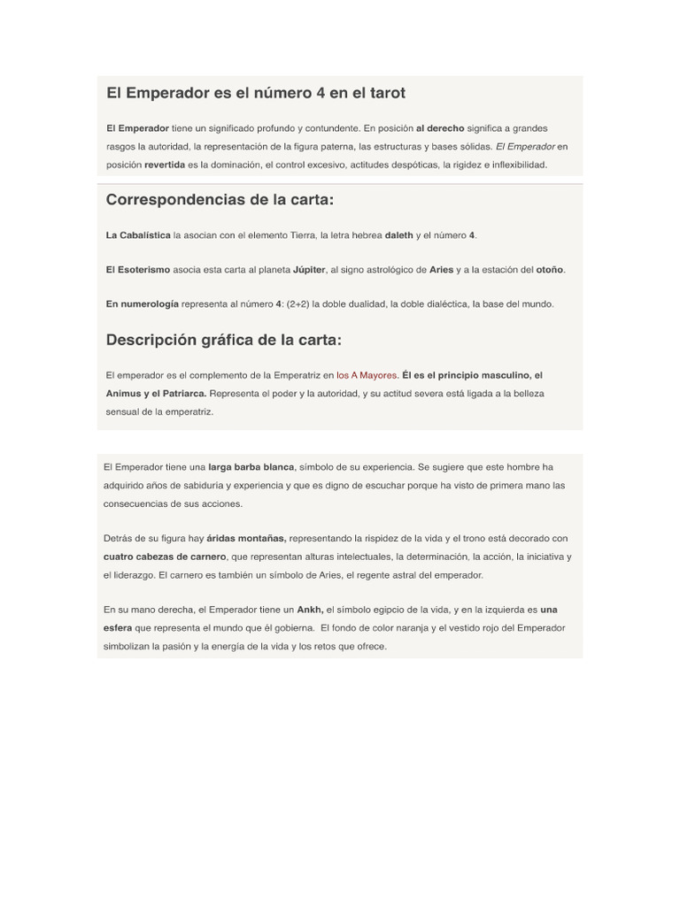 4.-La Emperador Arcano Mayor 4 | PDF