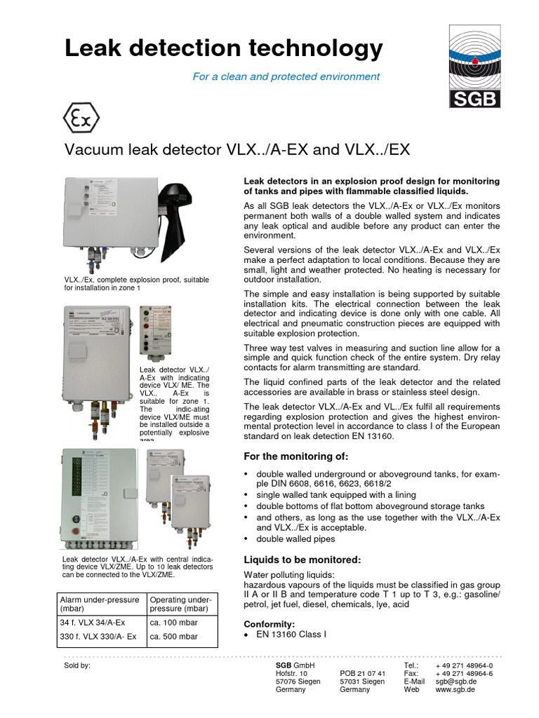 Brochure VLX A-Ex and Ex English | PDF | Leak | Sensor