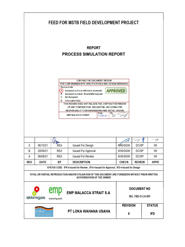 SEL-TBD-O-CA-001 R0 Process Simulation Report Signed | PDF | Pump ... SEL-TBD-O-CA-001 R0 Process Simulation Report Signed | PDF | Pump ...