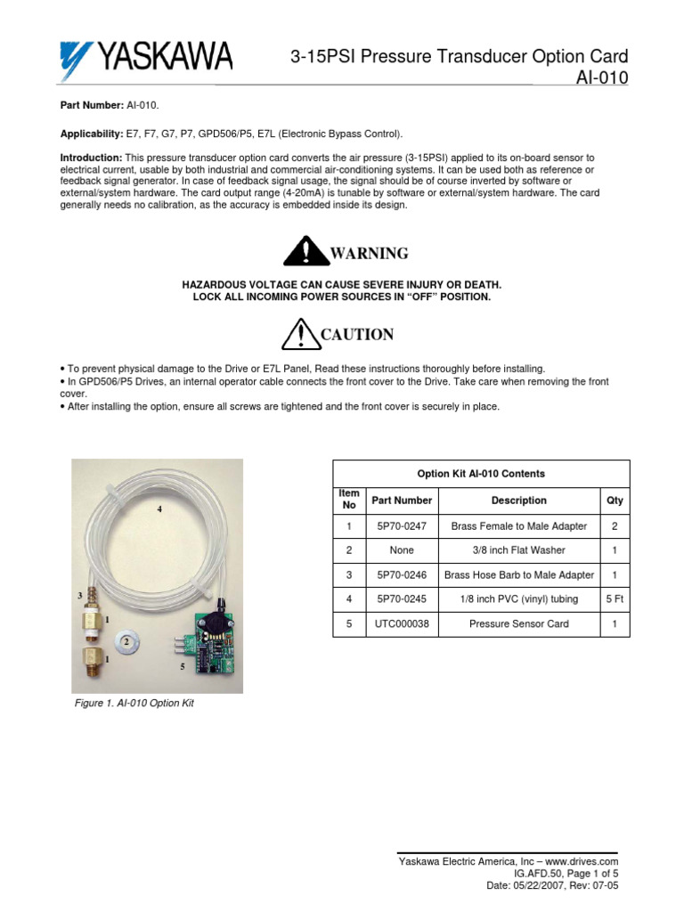 Manual Inglês AI-010 Transdutor 3-15-PSI Série-G7 | PDF | Frequency | Parameter (Computer ...