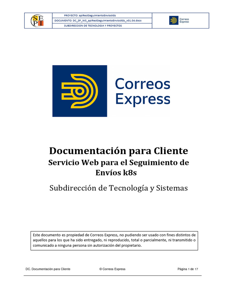 DC SP ApiRestSeguimientoEnviosk8s v01.04 | PDF | Transferencia de ...