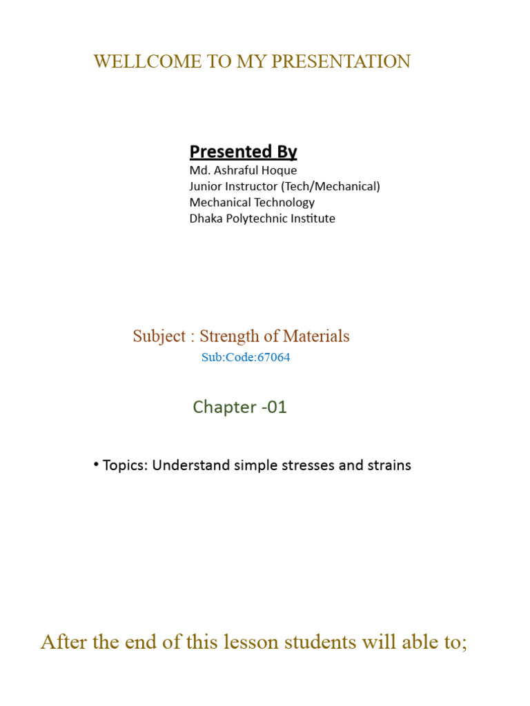 67064 Chapter 01 Simple Stress Train Ppt | PDF | Stress (Mechanics ...