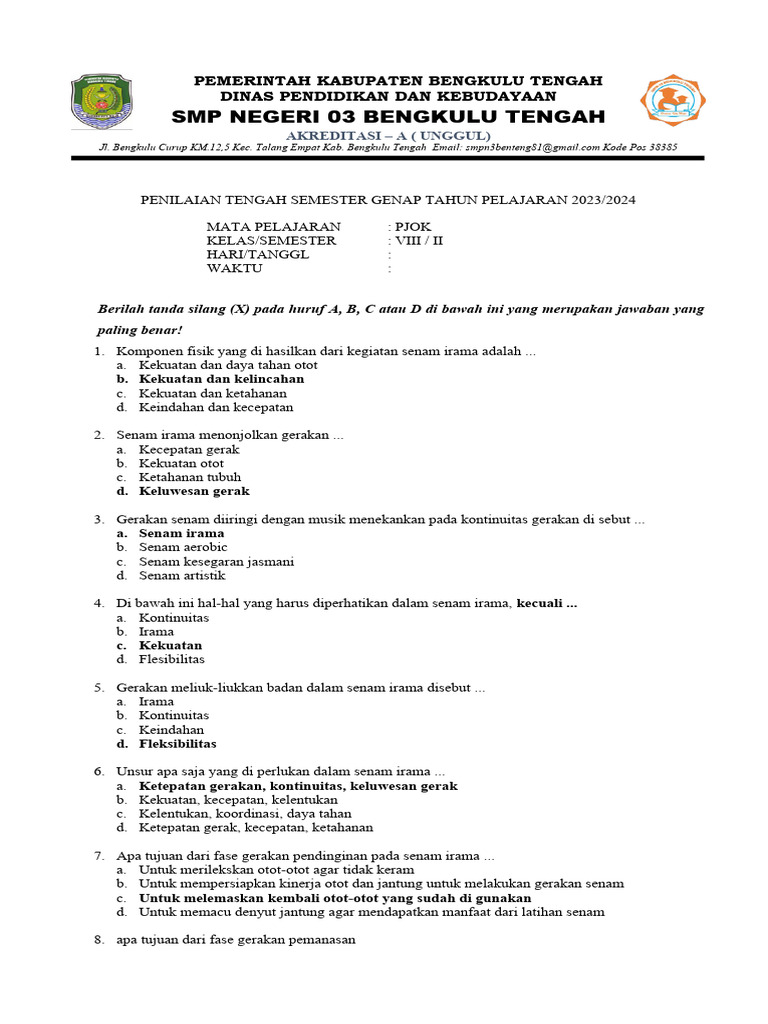 Soal Pts Genap 2023-2024 Kelas Viii | PDF