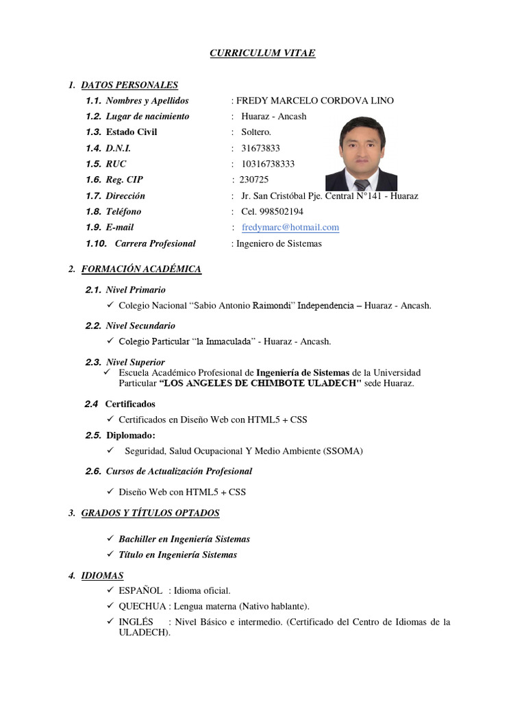 CV - Ing.sistemas Oficial | PDF