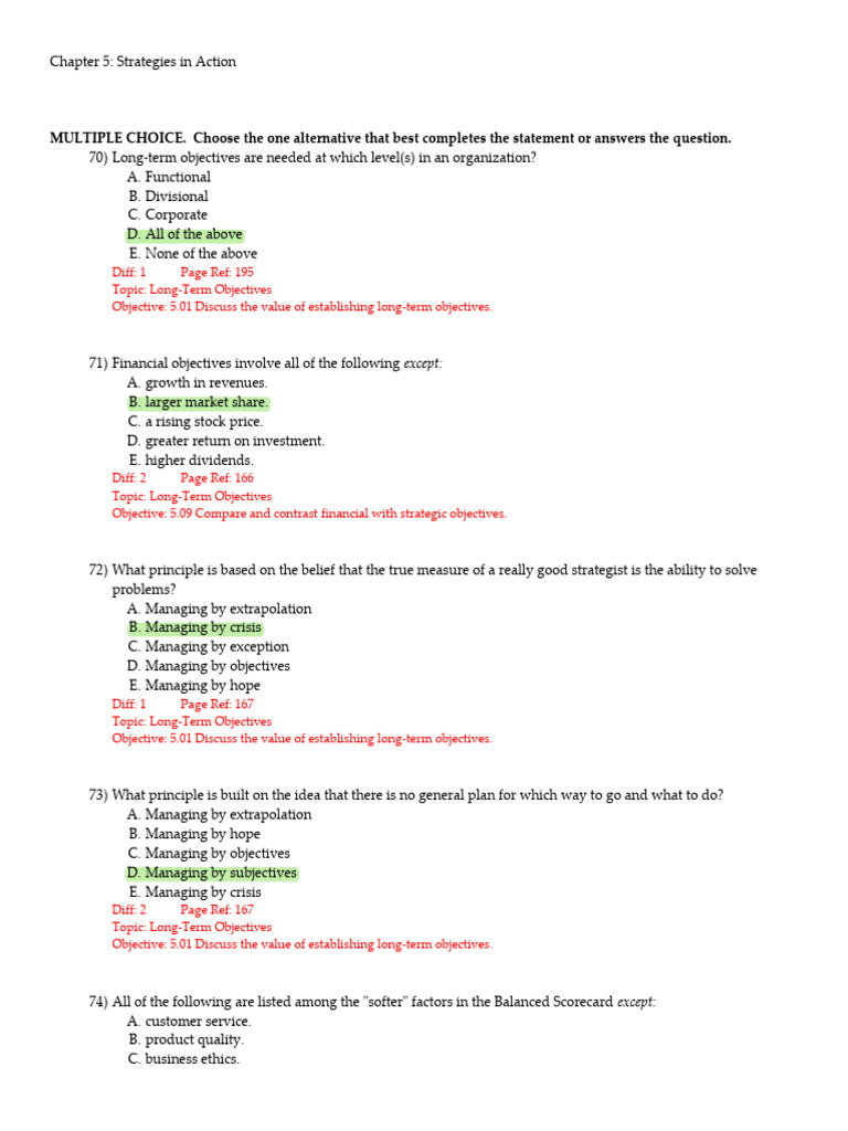Chapter - Strategy Implementation MCQ | PDF | Strategic Management | Mergers And Acquisitions