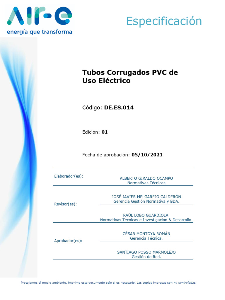 DE ES 014 Tubos Corrugados PVC de Uso Electrico v2 | PDF | Reciclaje | Tubería (transporte de ...