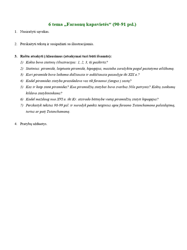 7 Kl. Faraonu Kapavietes 2023 M. | PDF